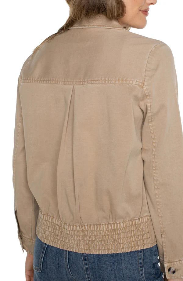 Trucker Jacket W/Elastic Back Waist - SheShe Boutique